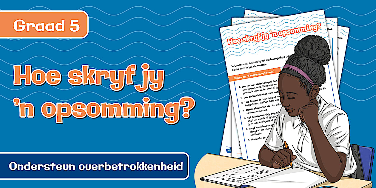 Graad 5 Afrikaans Kwartaal 4 - Hoe om 'n Opsomming te Maak - (KABV Belyn)