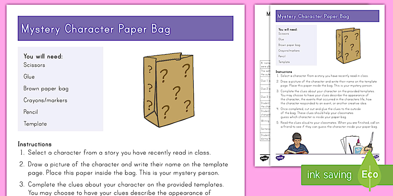 Guess the Mystery Character Paper Bag Craft (Teacher-Made)