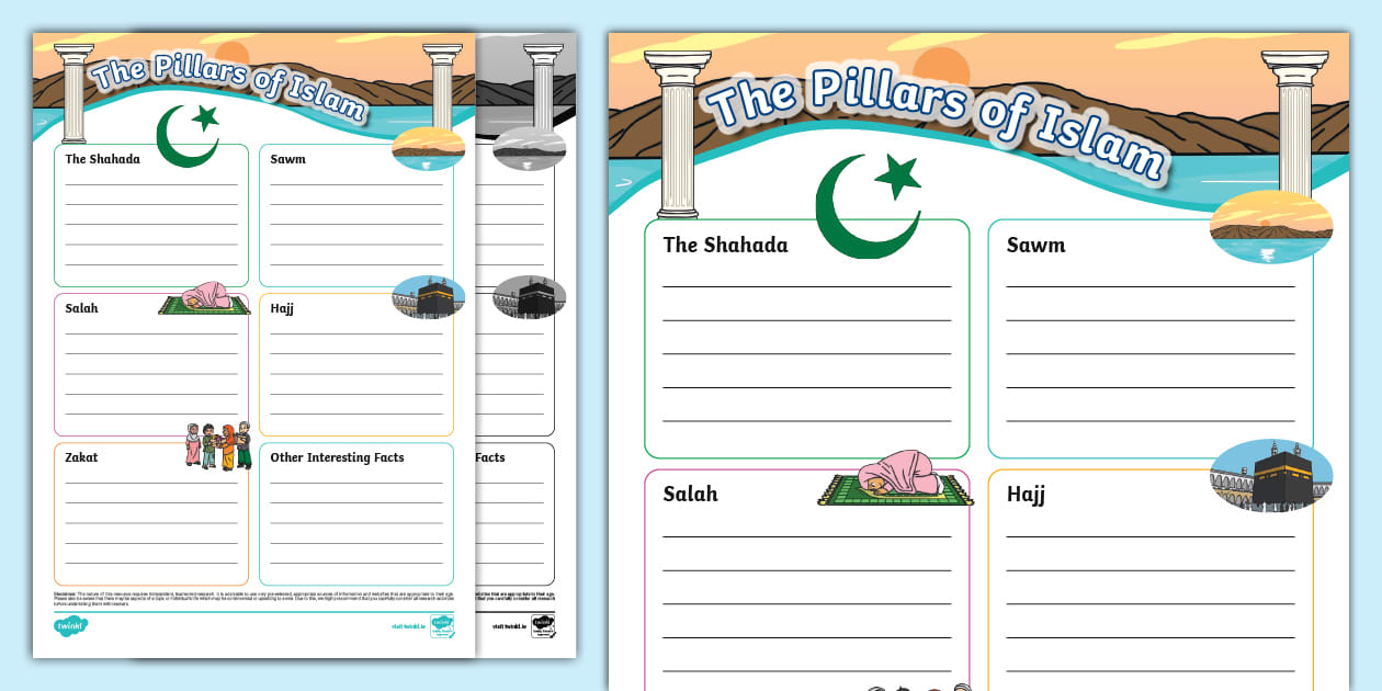 The Pillars of Islam Fact File Template - Twinkl