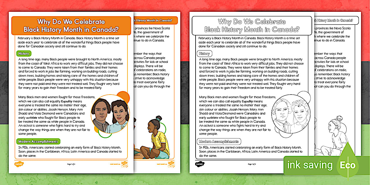 Why We Celebrate Black History Reading Comprehension Twinkl