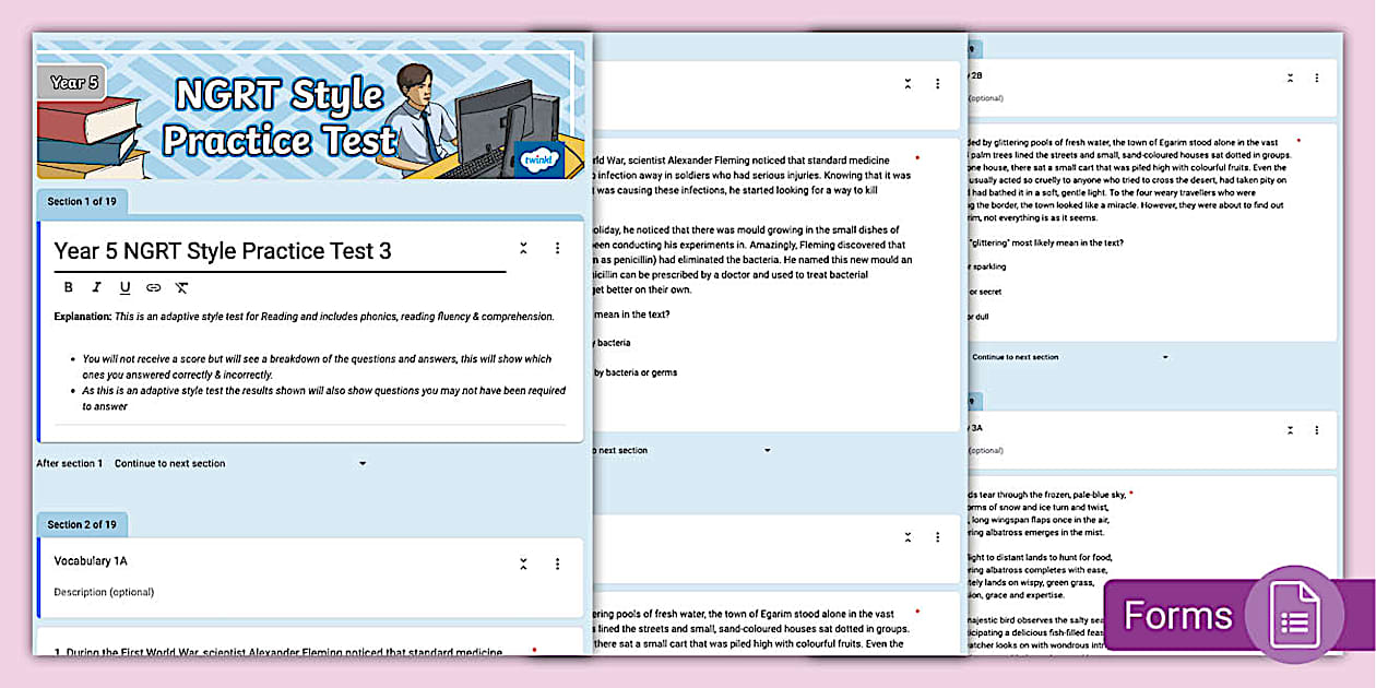 Year 5 NGRT Style Practice Test 3 (teacher made) - Twinkl