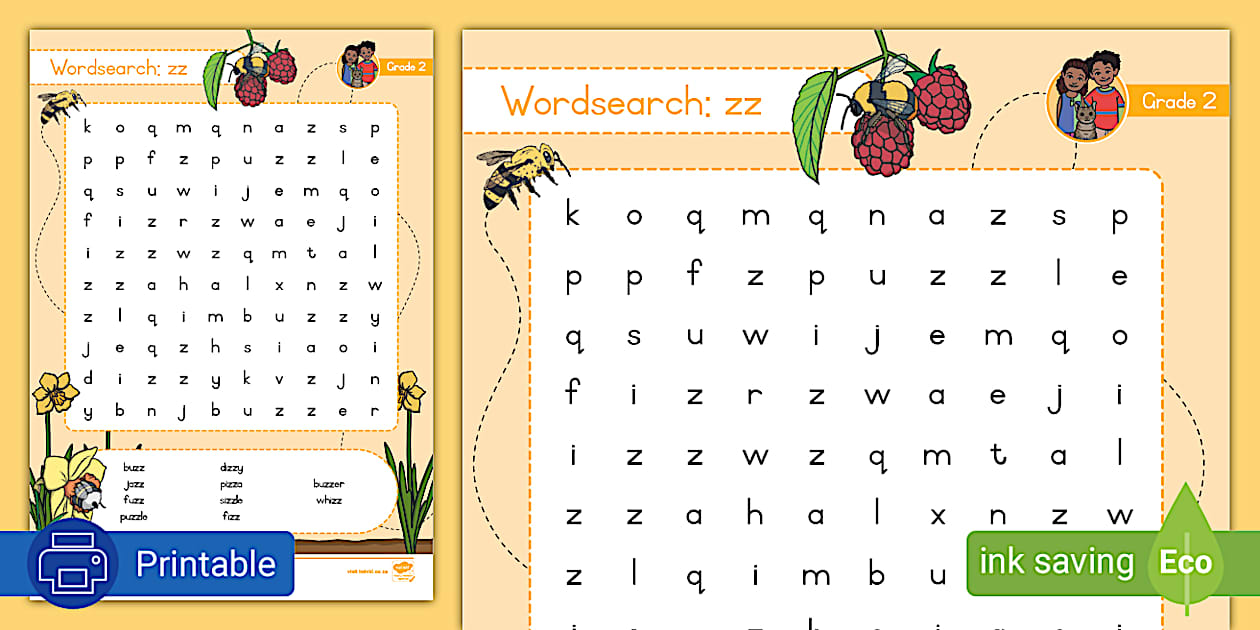 Grade 2 Phonics: zz Wordsearch