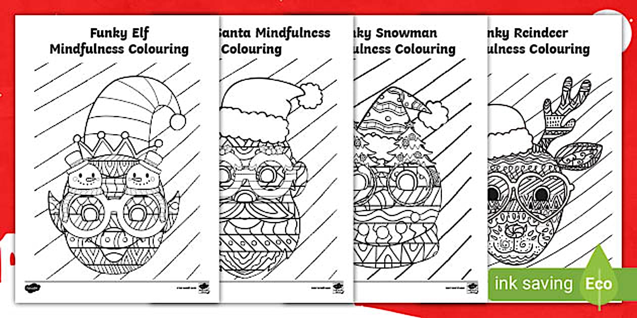 Funky Christmas Mindfulness Colouring Pack - Twinkl