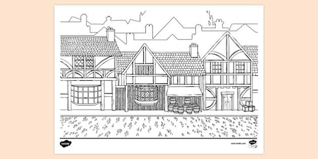 Street Outside Background Colouring Sheet - Twinkl