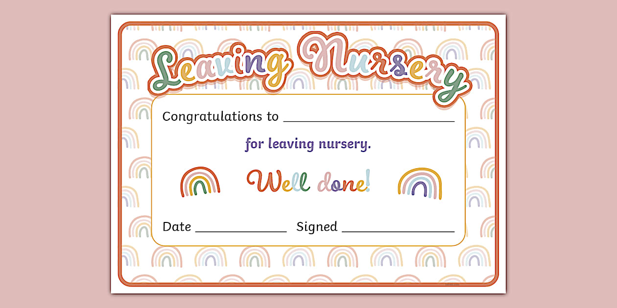 Leaving Nursery Certificate (teacher made) - Twinkl