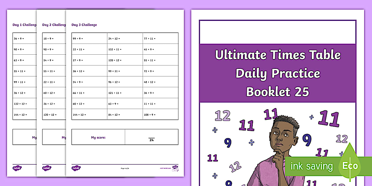 Ultimate Times Table Daily Practice Booklet 25 - Twinkl