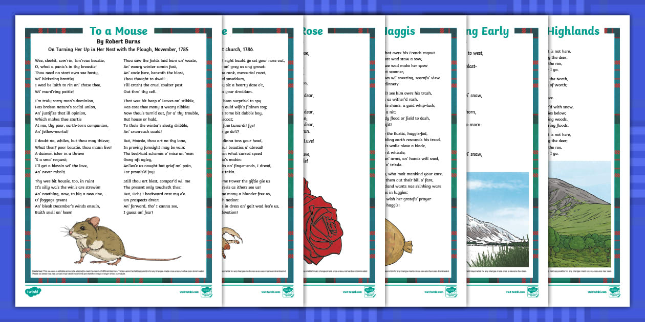 Editable Robert Burns Poetry Collection Pack (teacher made)