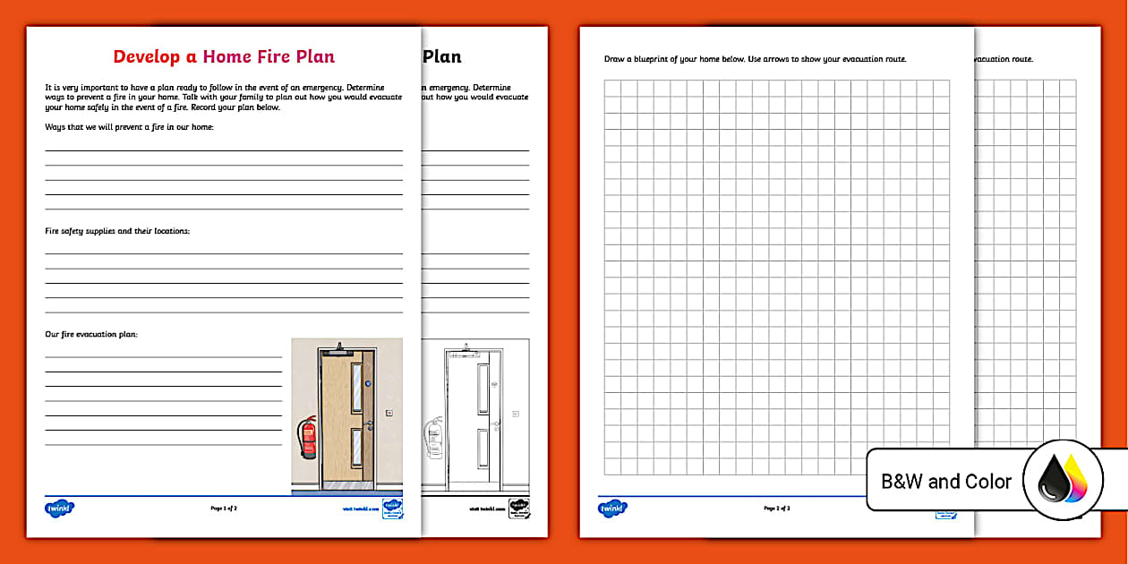 Develop a Home Fire Plan Worksheet (Teacher-Made) - Twinkl