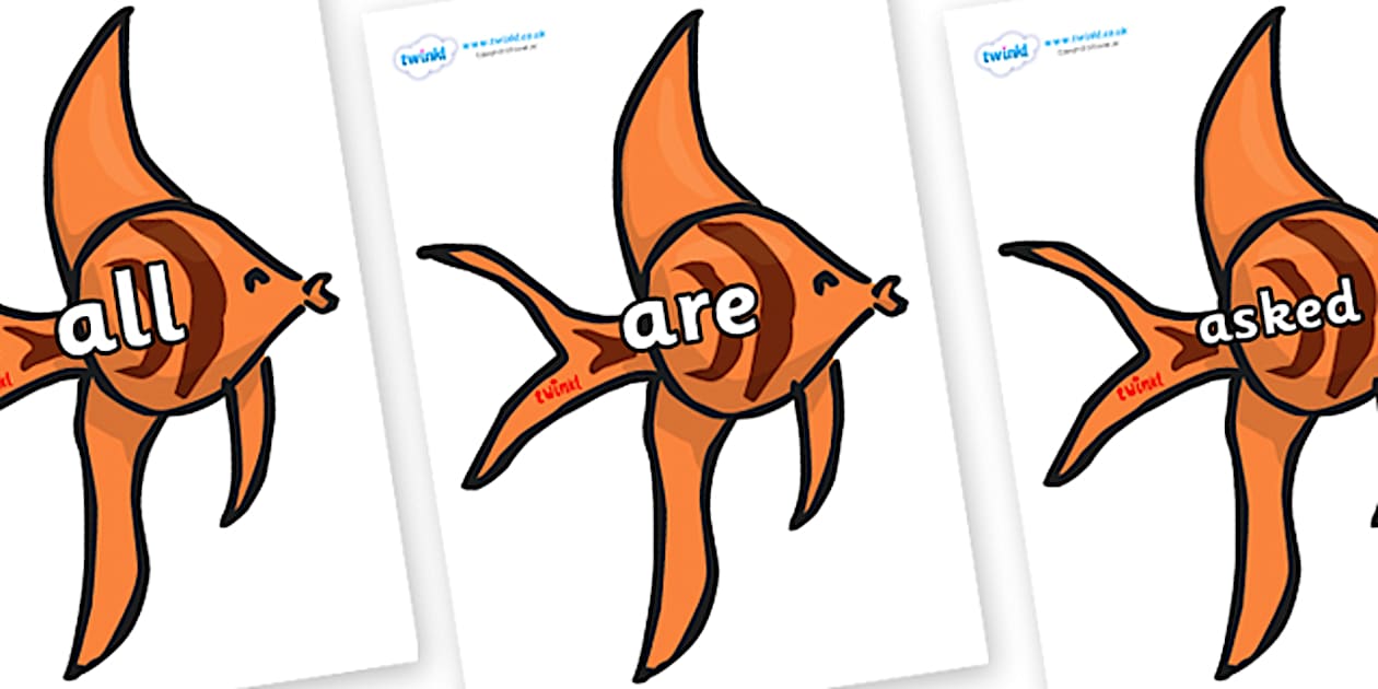 Cursive Tricky Words on Angel Fish (teacher made) - Twinkl