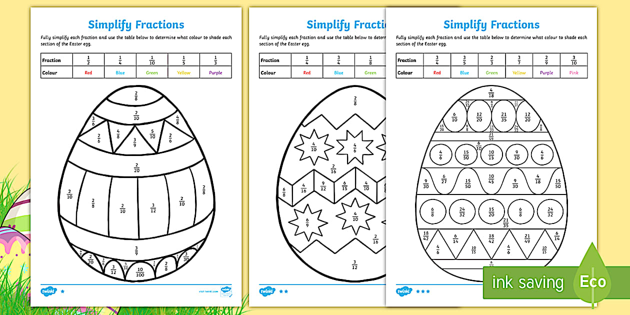 Easter-Themed Fraction Worksheets (teacher made) - Twinkl