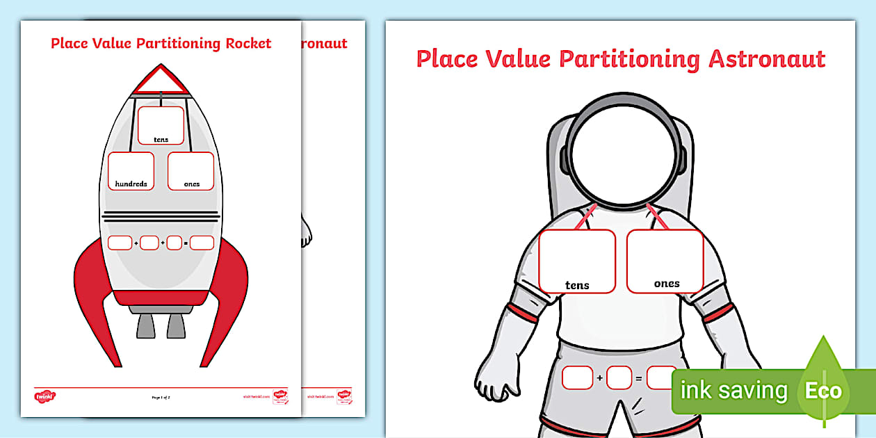 👉 KS1 Place Value Space -Themed Partitioning Activity Sheet
