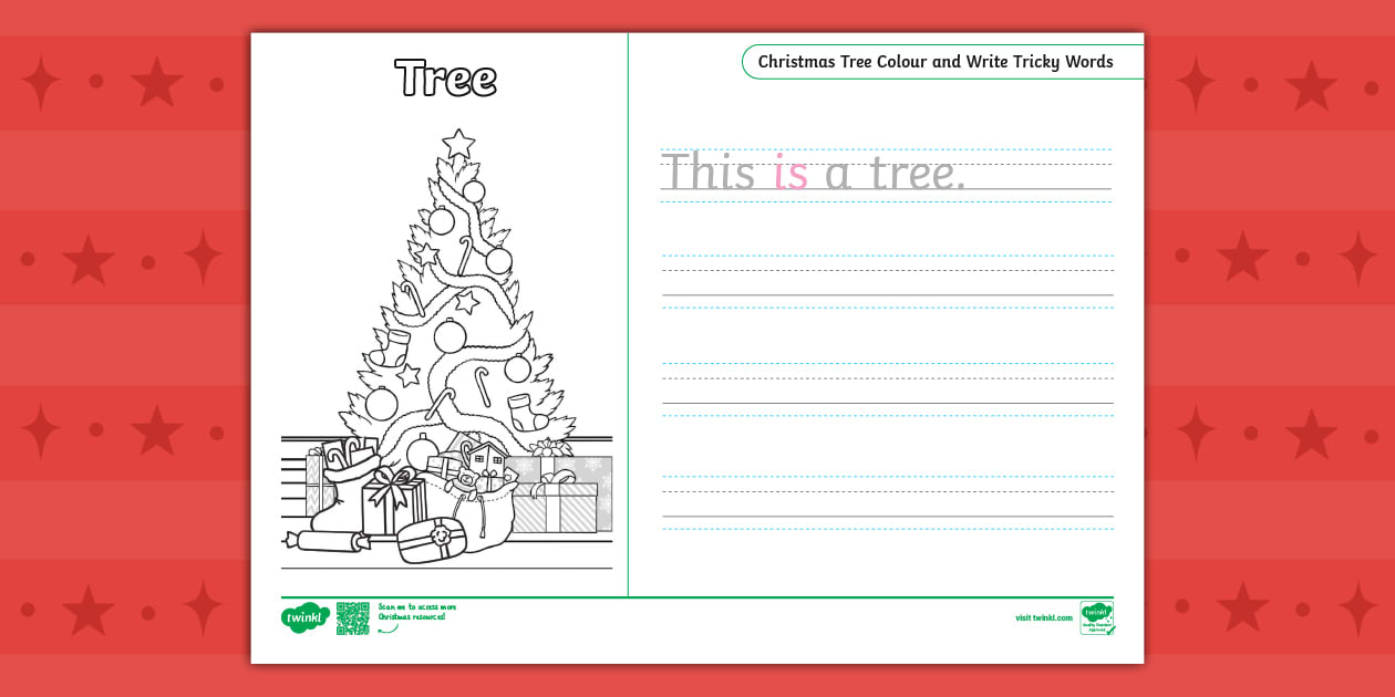 Christmas Tree Colour and Write Tricky Words (teacher made)