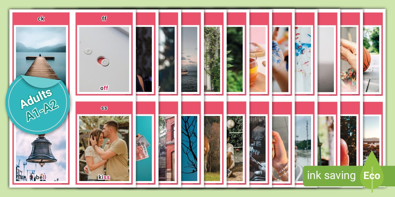 Digraph Flashcards for Adult ESL Students [Adults, A1 - A2]