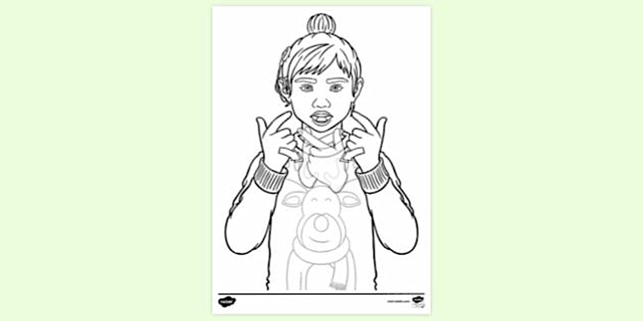 BSL Laughing Colouring Sheet | Colouring Sheets - Twinkl