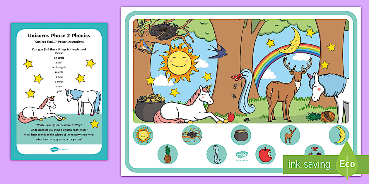 Unicorn Phase 2 Phonics Posters (teacher made) - Twinkl