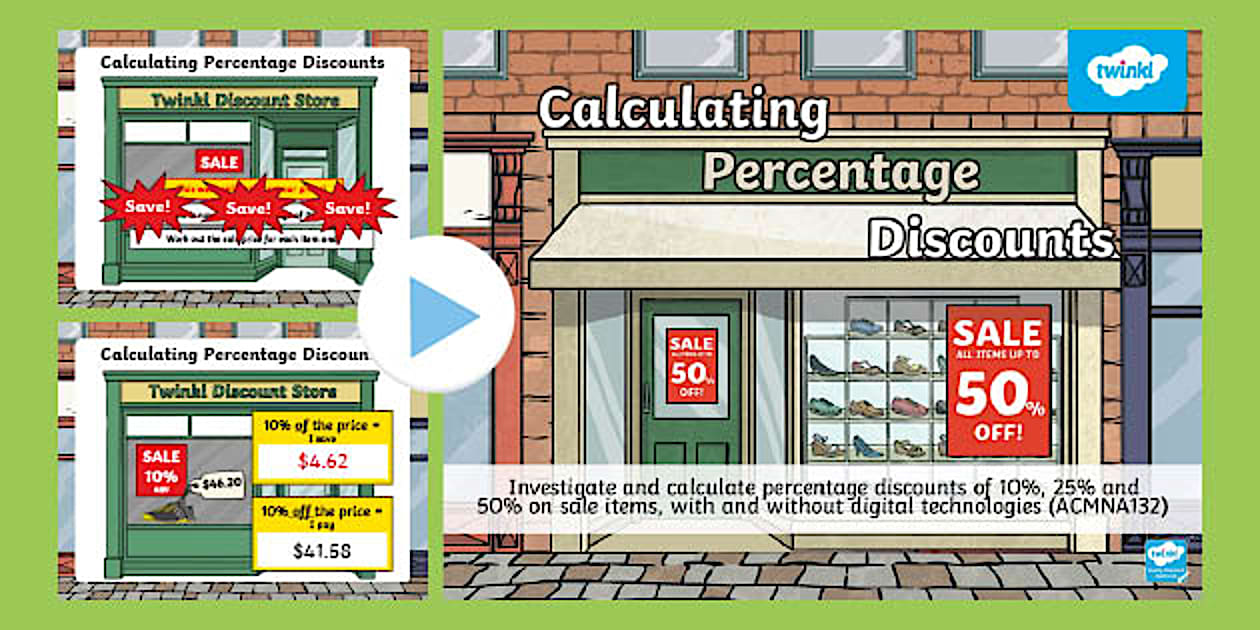 Calculating Percentage Discounts (teacher made) - Twinkl