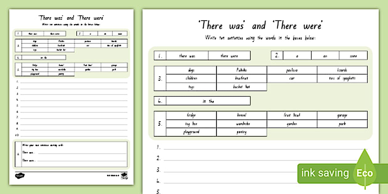 There Was There Were Exercises Worksheet | Twinkl