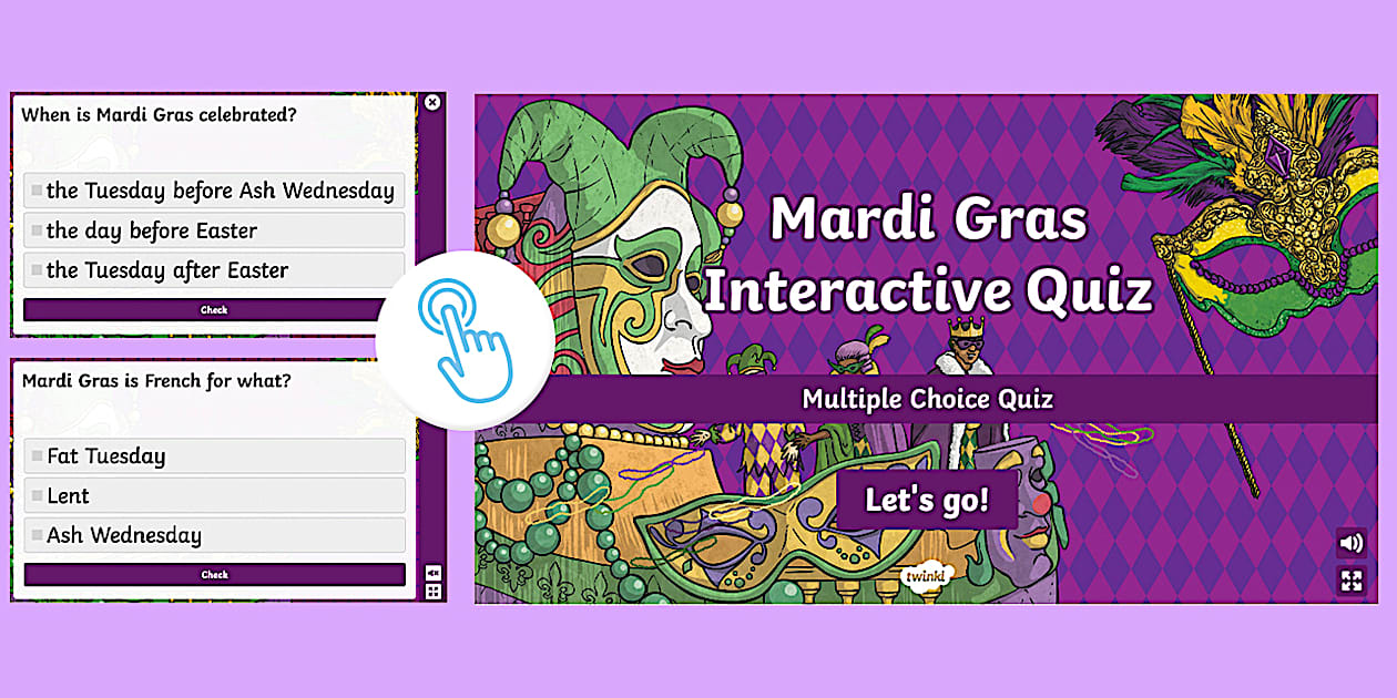 Mardi Gras Interactive Quiz for 6th-8th Grade (teacher made)