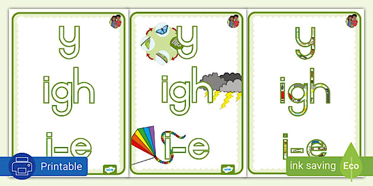 Grade 3 Phonics: i-e, igh, y Sound Posters - Twinkl