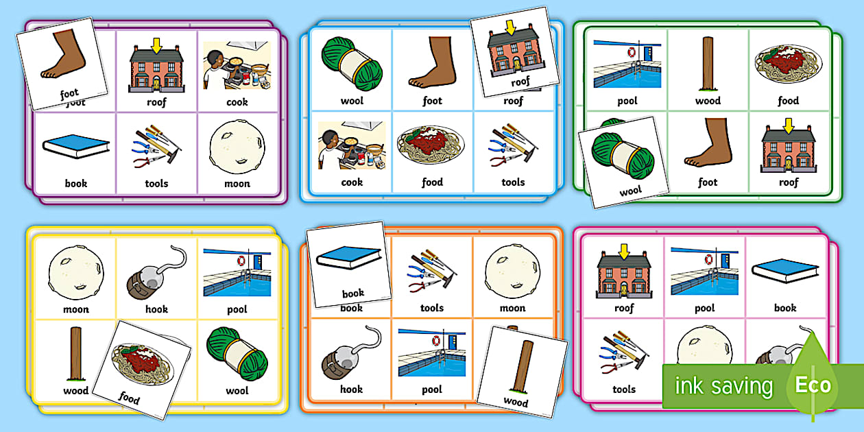Higher Ability Phase 3 'oo' Sound Phonics Bingo Game