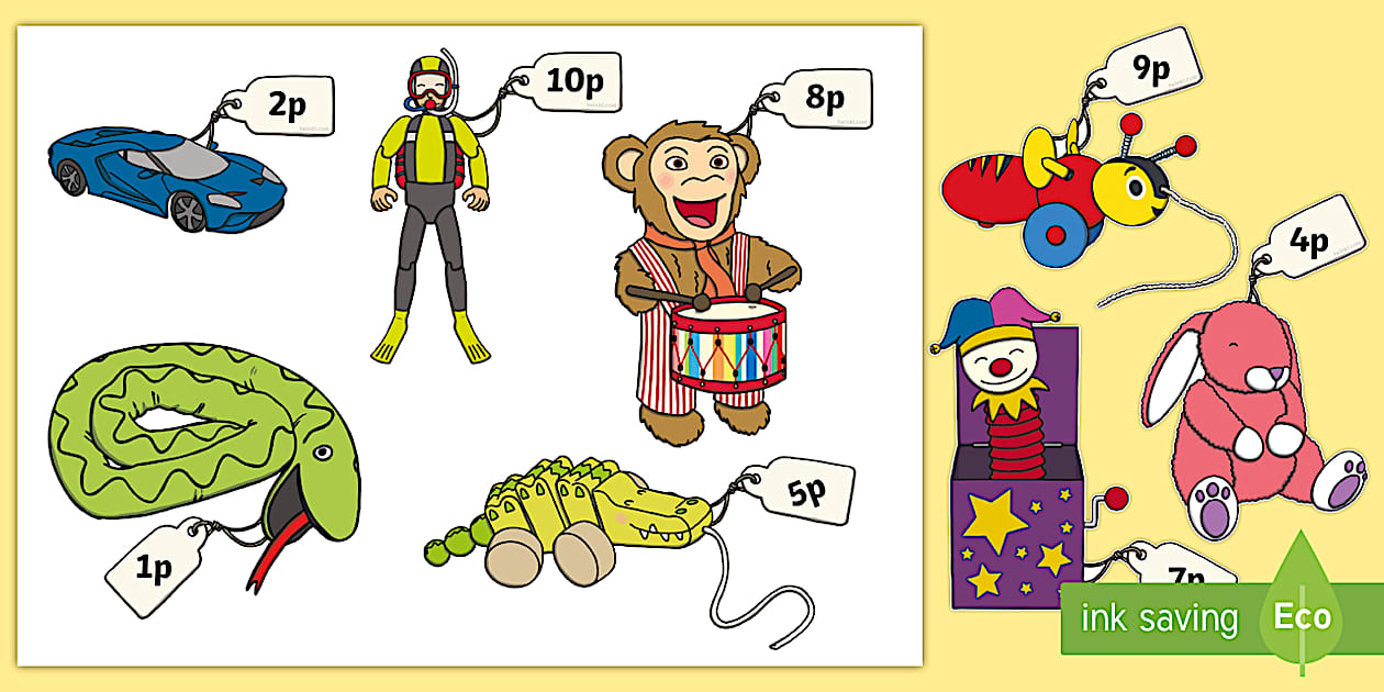 Editable Toy Shop Price Tags 1p-10p Cut-Outs (teacher made)