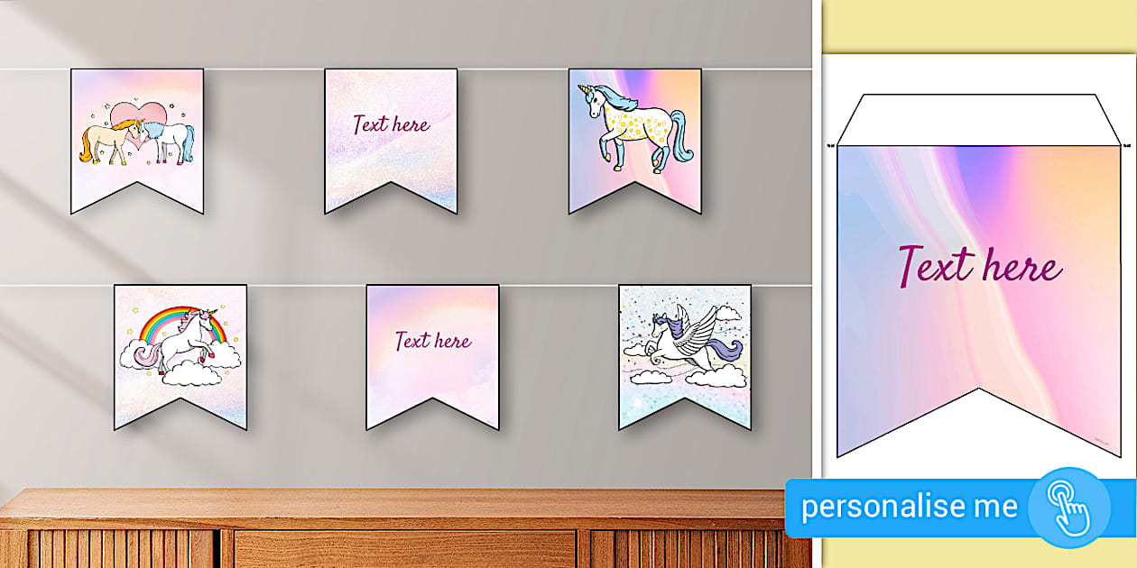 Unicorn Editable Bunting | Twinkl Party (teacher made)