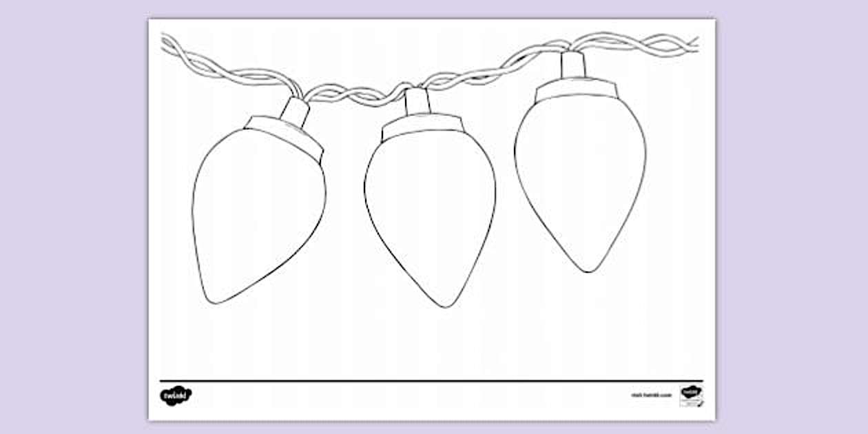 String of Christmas Lights With Bulb Colouring Sheet - Twinkl