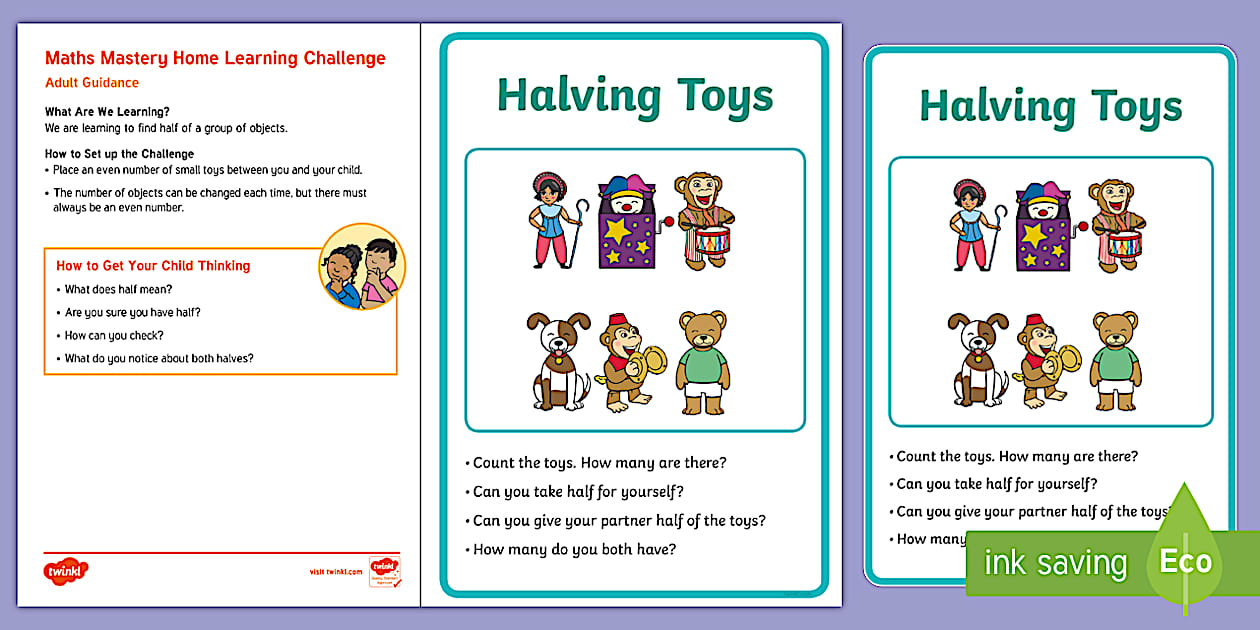 EYFS Maths Mastery Halving Home Learning Challenge: Halving Toys