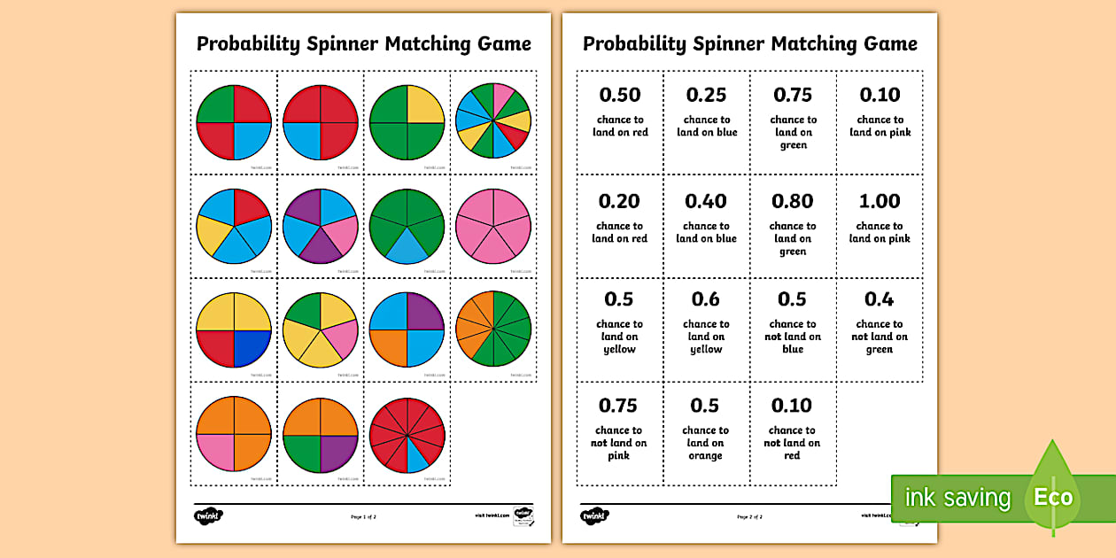 Editable Probability Circle Graph Matching Cards - Twinkl