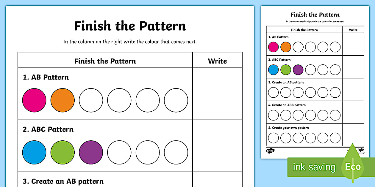 Create your own pattern 2 Worksheet / Worksheet - Twinkl