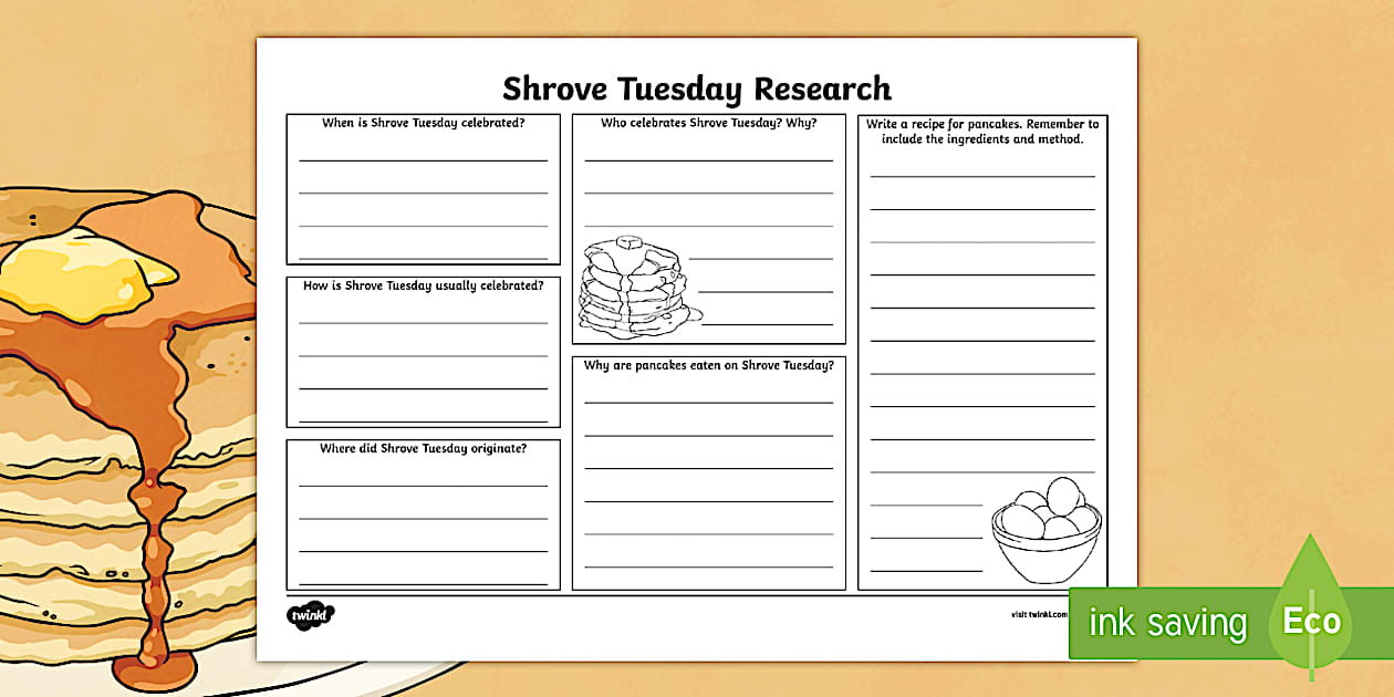 Years 3-6 Shrove Tuesday Research Worksheet (teacher made)