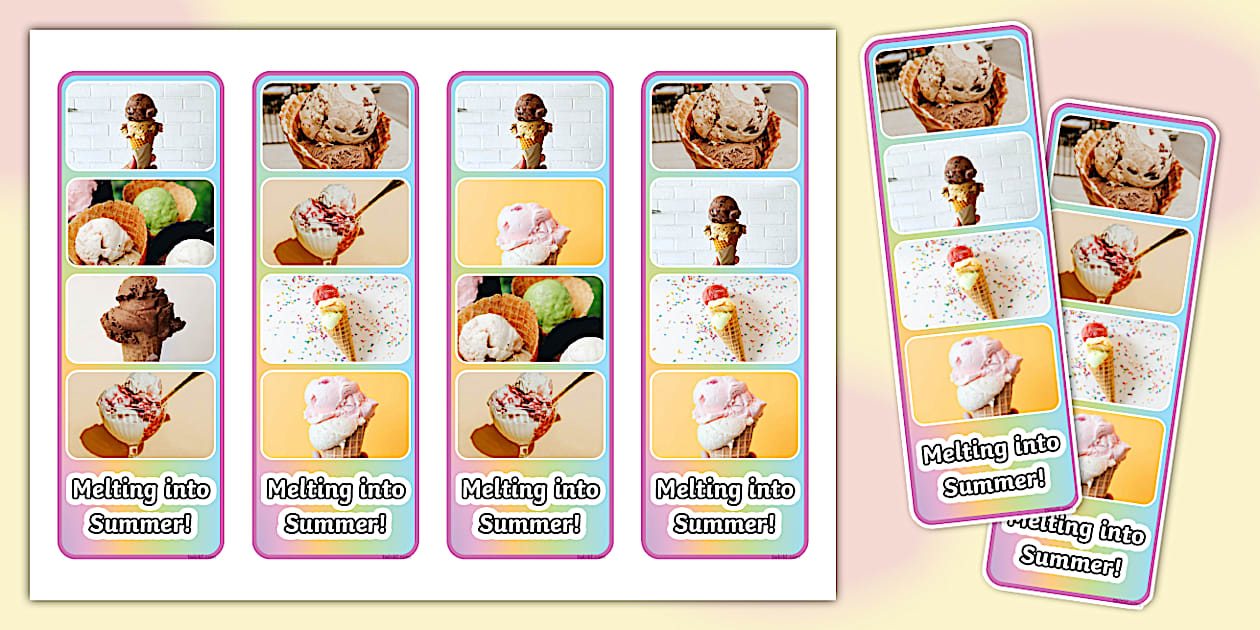Ice Cream Photo Strip Bookmarks (teacher made) - Twinkl