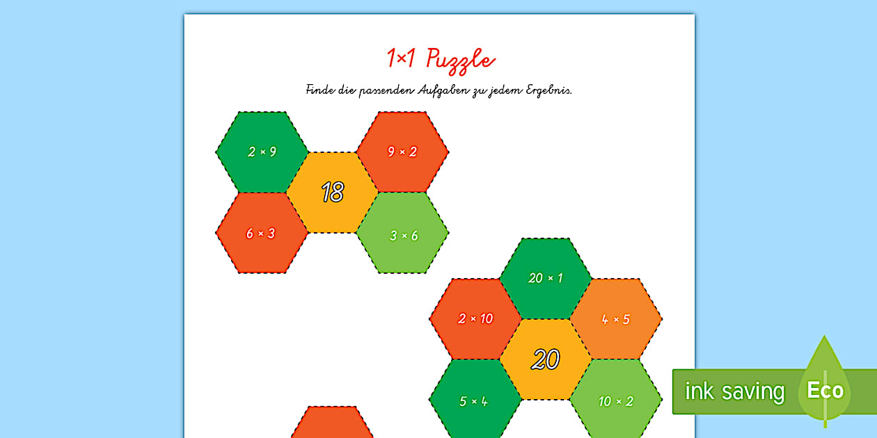 1x1 Puzzle Arbeitsblatt (teacher made) - Twinkl