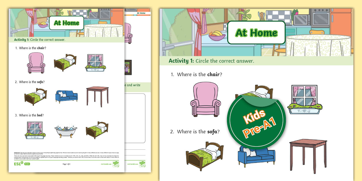 ESL At Home Activity Sheet for Kids (teacher made) - Twinkl