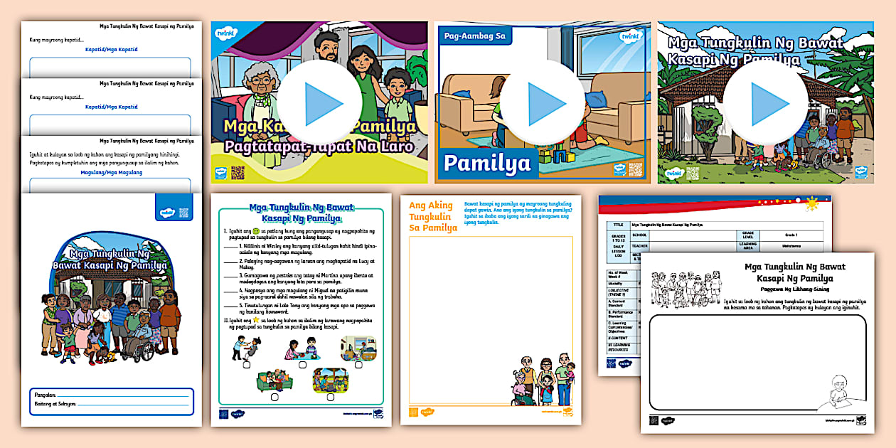 Mga Tungkulin Ng Bawat Kasapi Ng Pamilya Lesson Pack | Grade 1 | Twinkl PH