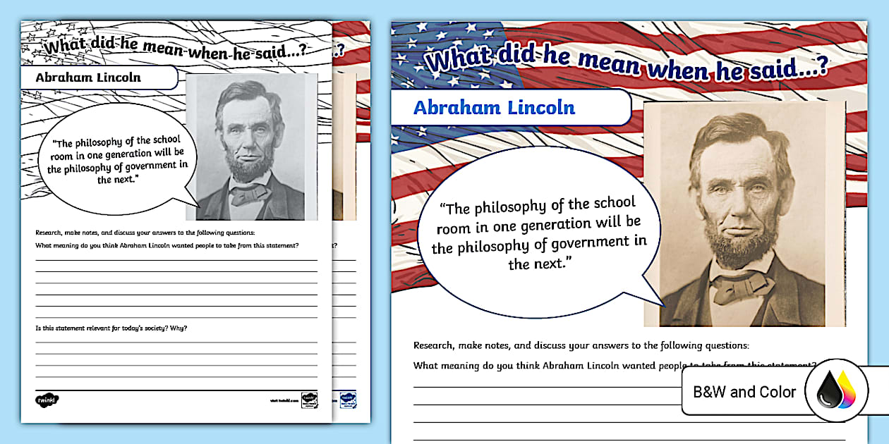 Abraham Lincoln Research and Discussion Worksheet | Twinkl