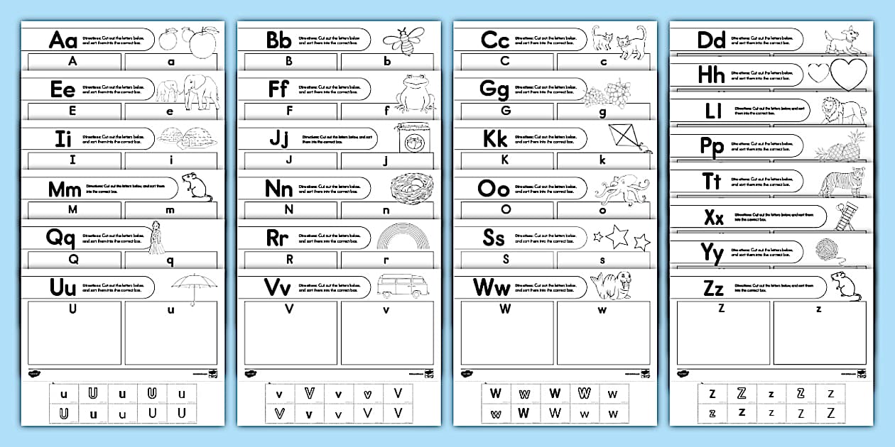 Uppercase and Lowercase A-Z Sort Activity Pack - Twinkl