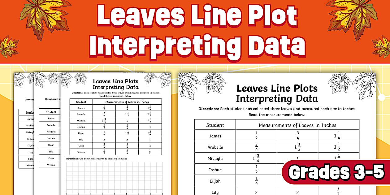Leaves Line Plot Interpreting Data Worksheet