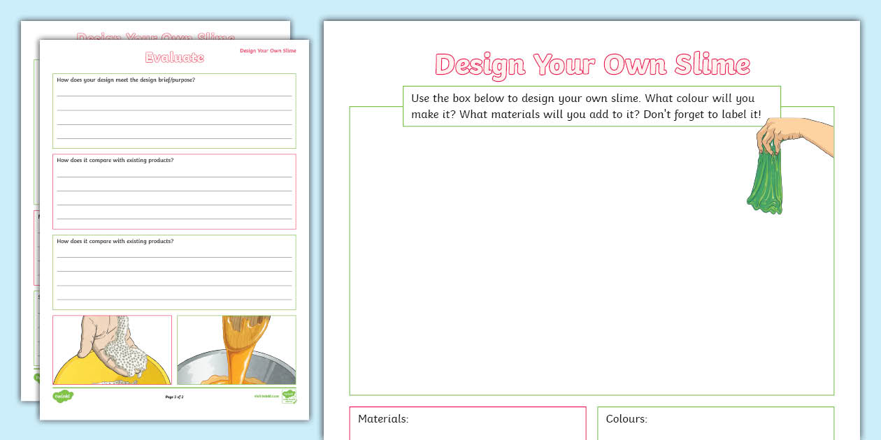 Design Your Own Slime Worksheet (teacher made) - Twinkl
