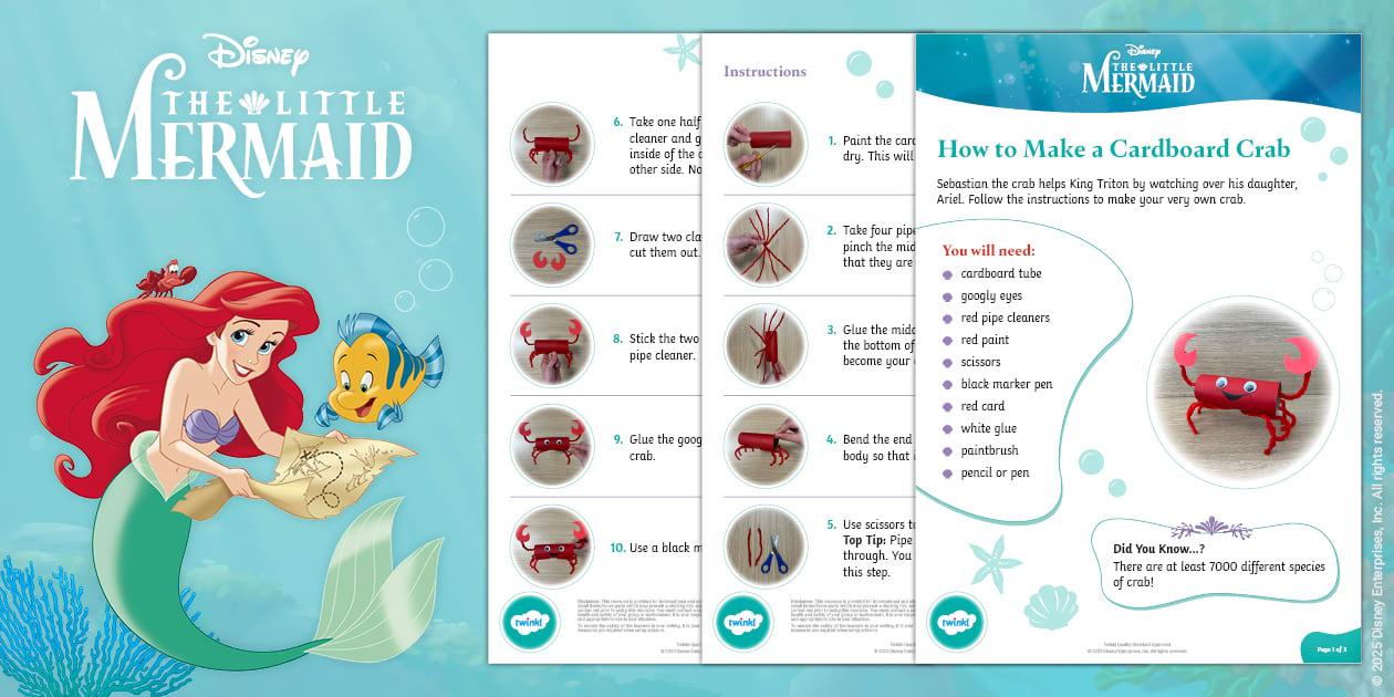 The Little Mermaid: Cardboard Crab Craft Activity