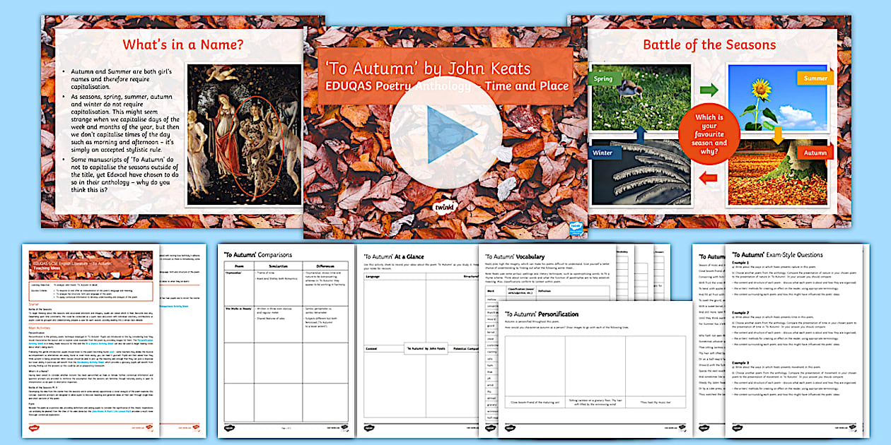 GCSE Poetry Lesson Pack - 'To Autumn' by John Keats - Twinkl