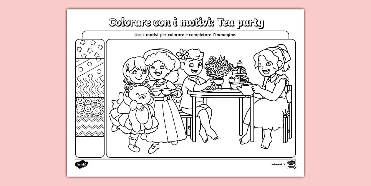 Colorare con i motivi: Tea Party (teacher made) - Twinkl