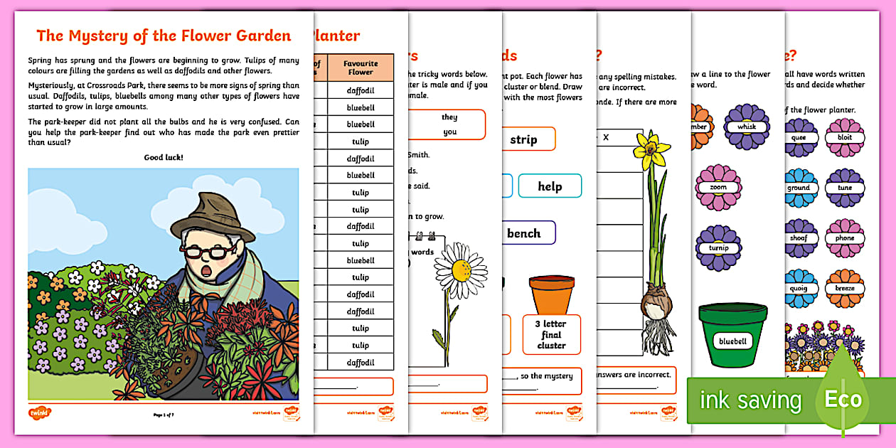 Editable The Mystery of the Flower Garden Phonics Problem-Solving Game