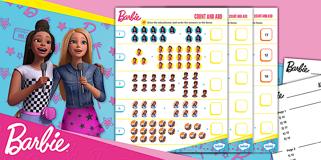 Barbie: Count, Add, and Subtract Within 20 Activity - Twinkl
