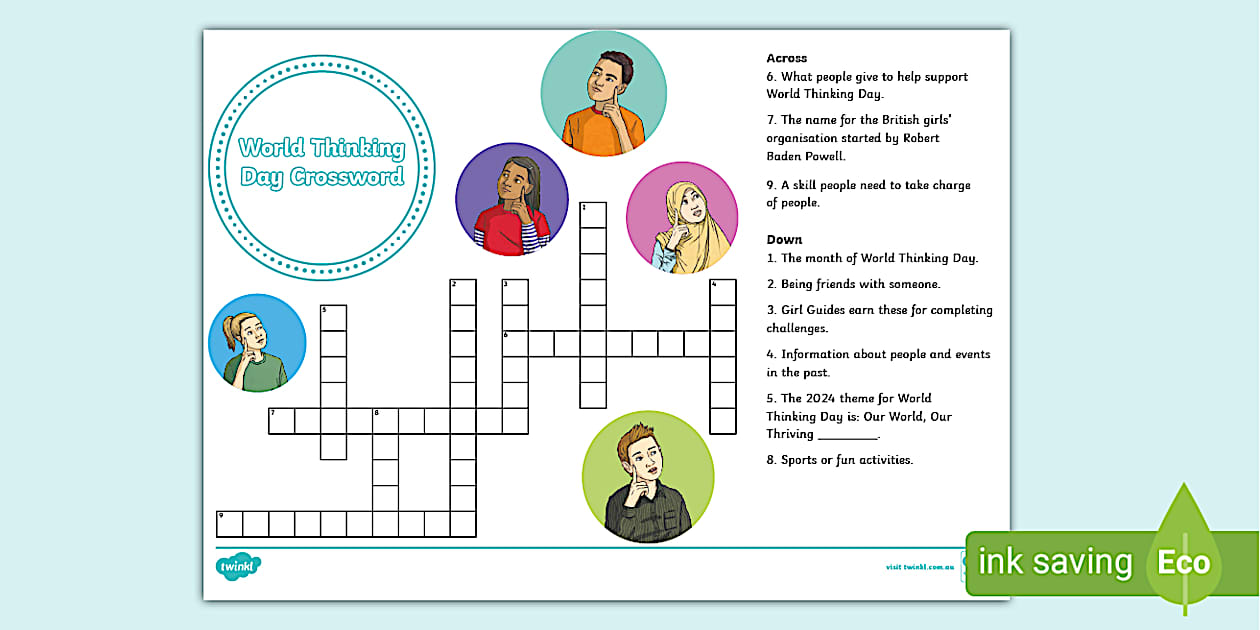 World Thinking Day Crossword (Teacher-Made) - Twinkl