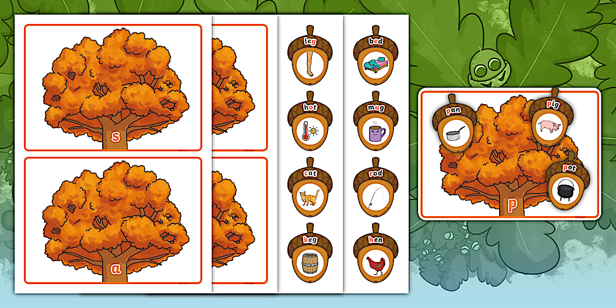 Acorn and Oak Tree Phase 2 Phonics Game (teacher made)