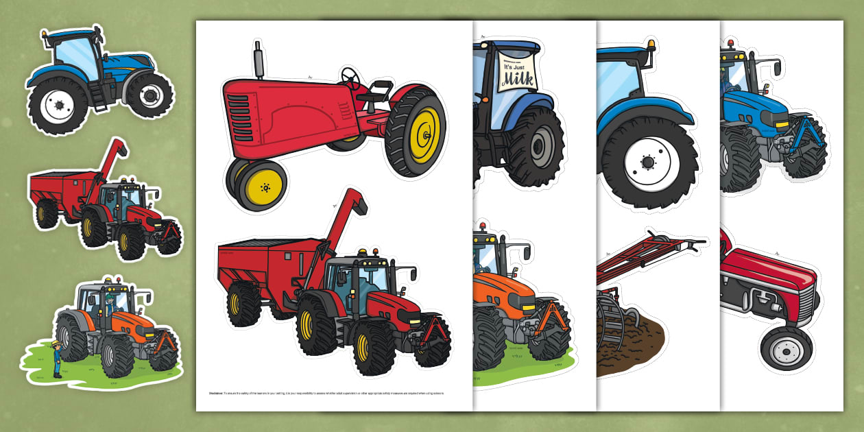 Farm Tractors Display Cut-Outs - Twinkl Display - Twinkl
