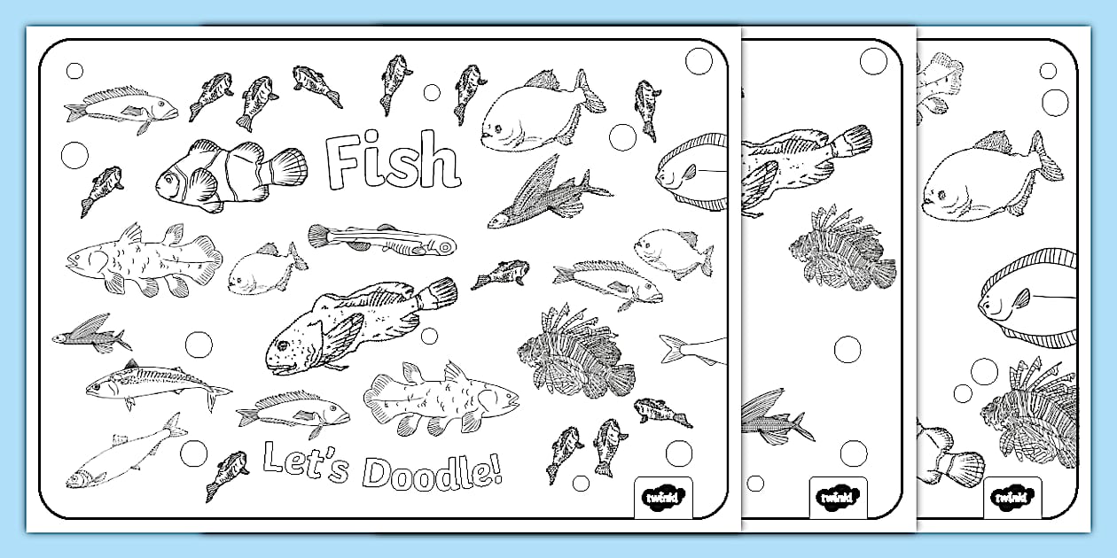 Fish Doodle Colouring Page (teacher made) - Twinkl