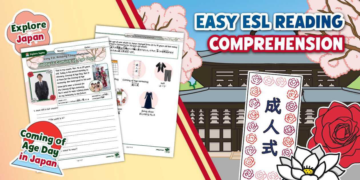 Easy ESL Reading Comprehension: 英語読解文:成人の日、日本の国民祝日