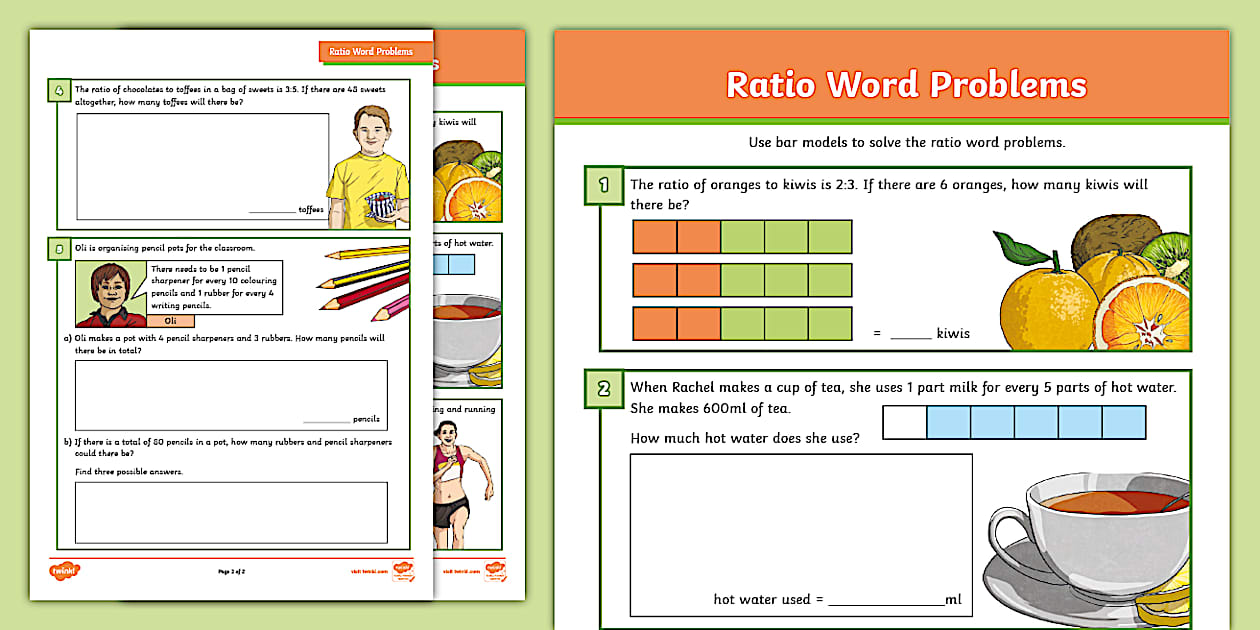 👉 Year 6 Ratio Word Problems Maths Activity Sheet